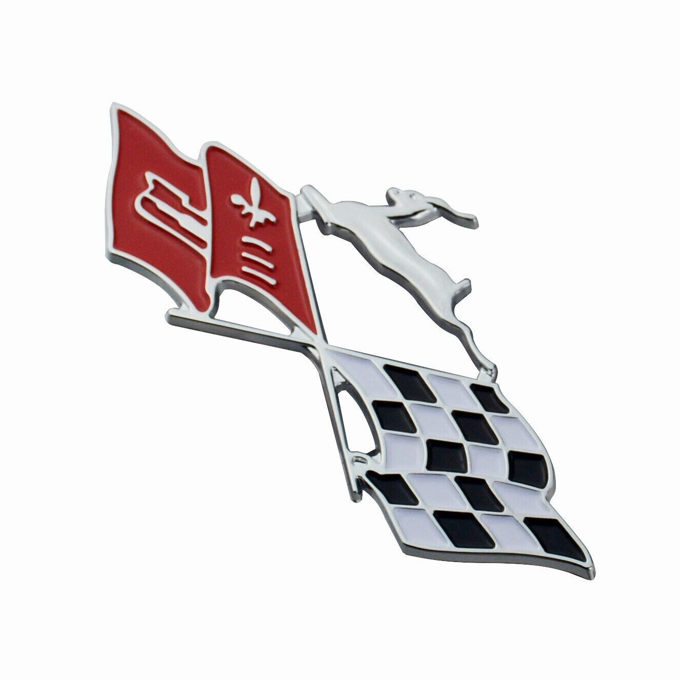 2Pcs Fits 1961 Chevy Impala Quarter Panel Crossed Flag Metal Emblem ...