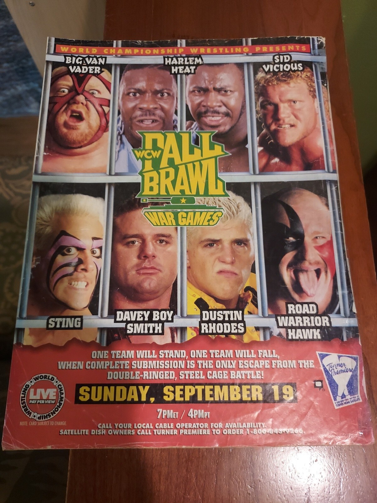 WCW Fall Brawl 1993 Sting Vader HAWK Pro Wrestling Print Ad PPV WWE WCW ...