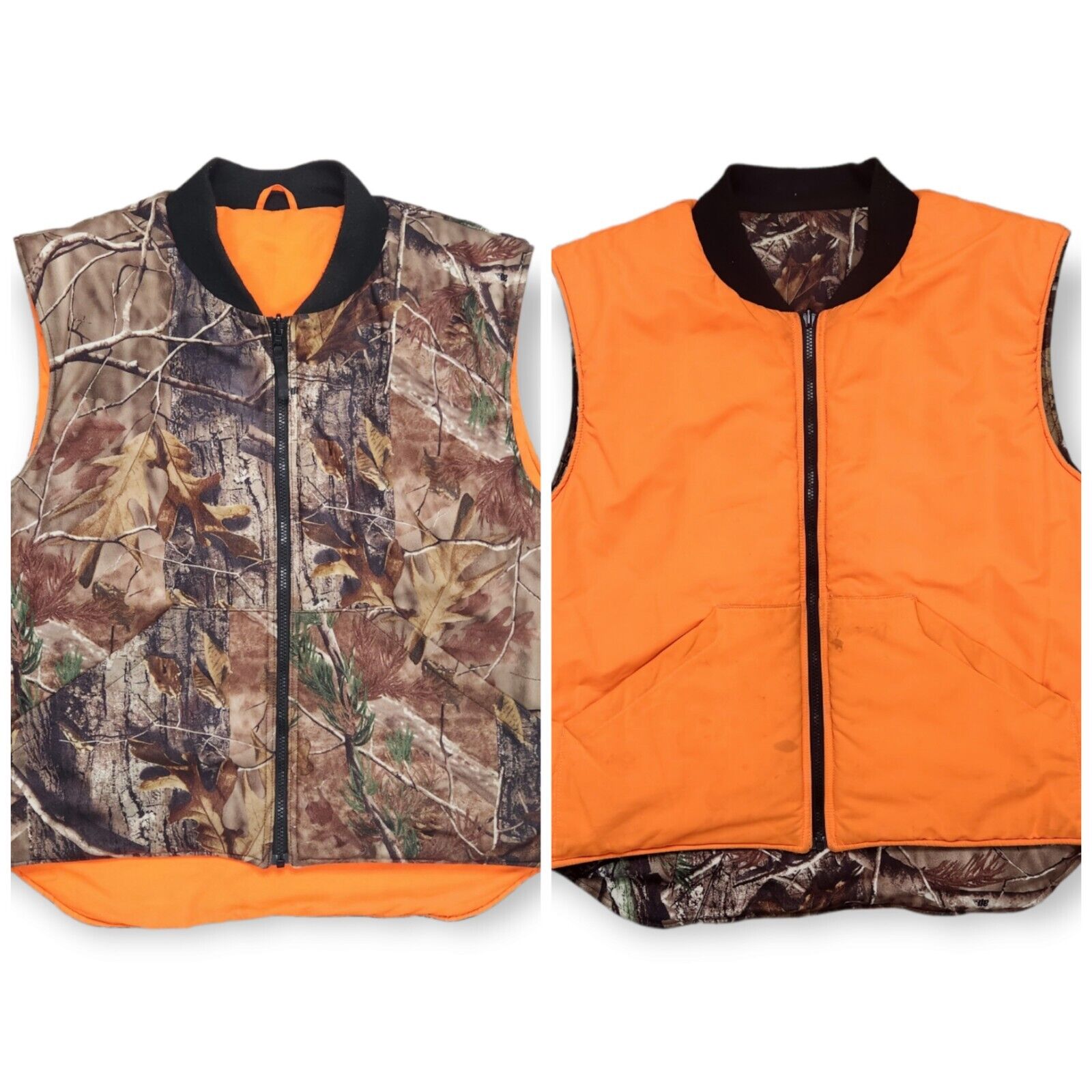 Vintage Cabelas Camo Reversible Blaze Orange Vest Men… Gem