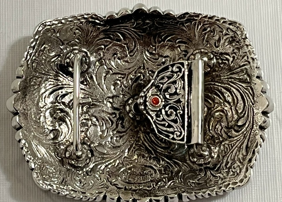 Bob Berg Buckle Sterling Silver .925 & Gold 10K Flowers & Gems 9.28oz ...
