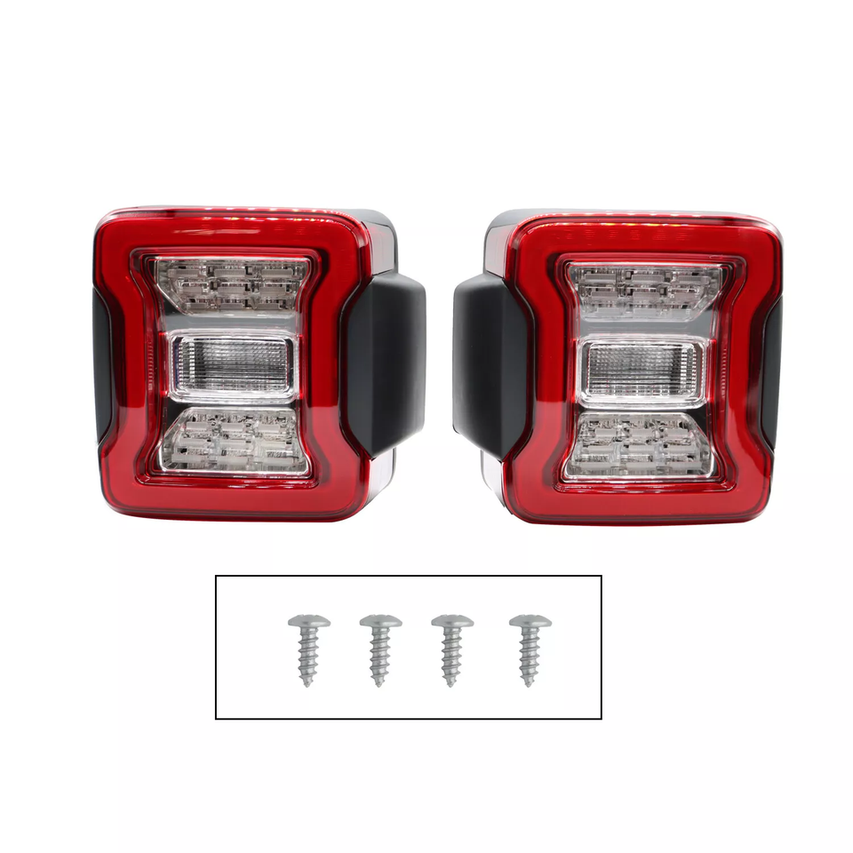For 07-18 Jeep Wrangler JK JKU LED Tail Lights Rear Brake Reverse Turn ...