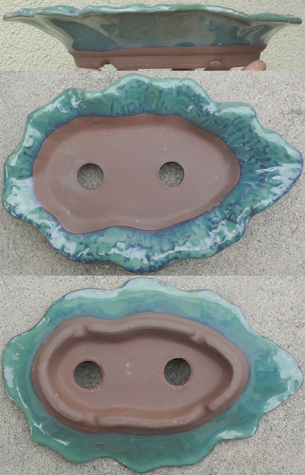 Irregular Shaped Bonsai Pot Shohin Dwarf Planter Ceramic 10.5"x6.75"x2 ...