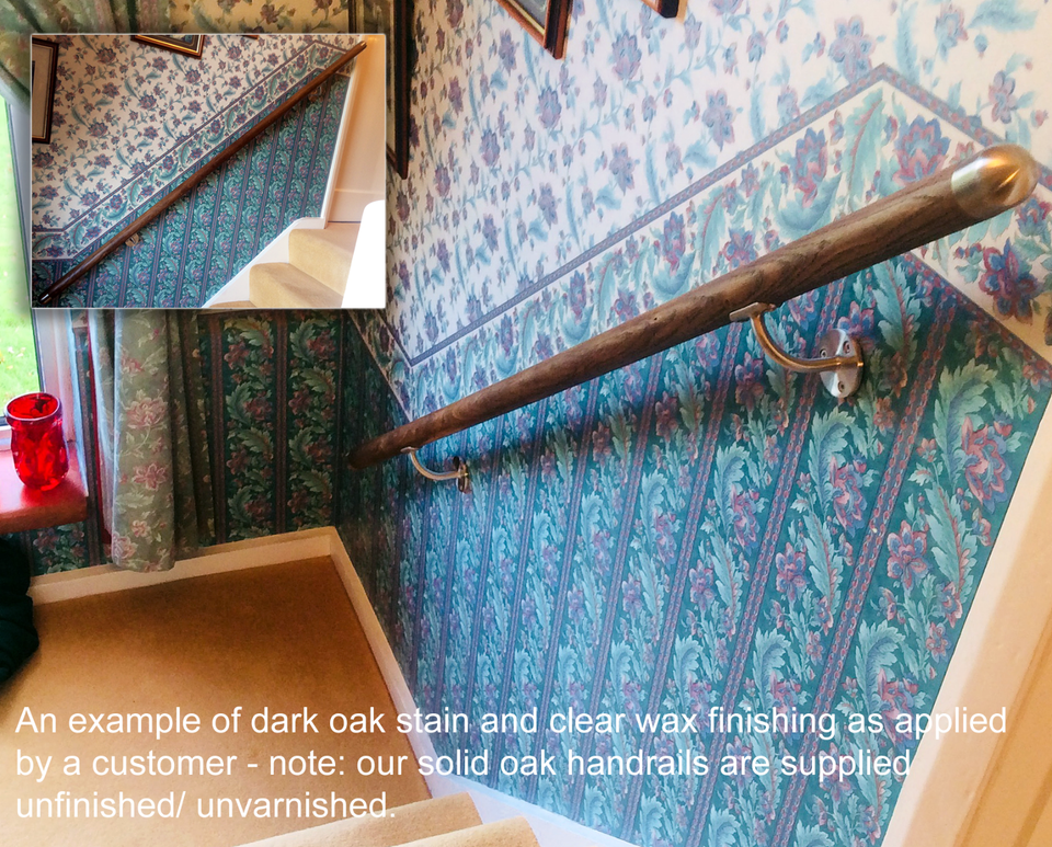 Solid Oak Handrail - Wooden & Brushed Stainless Steel Stair Bannister ...