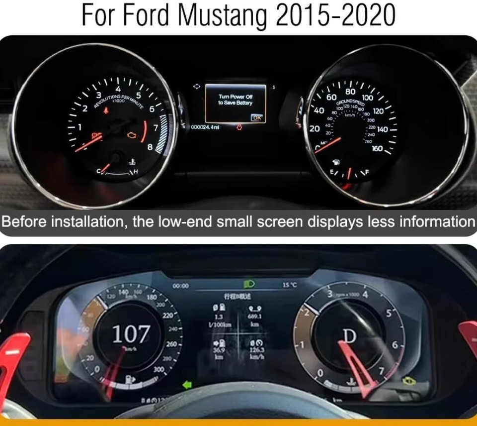 12.3" Cockpit Digital Cluster Dash LCD Screen Gauge for Ford Mustang ...