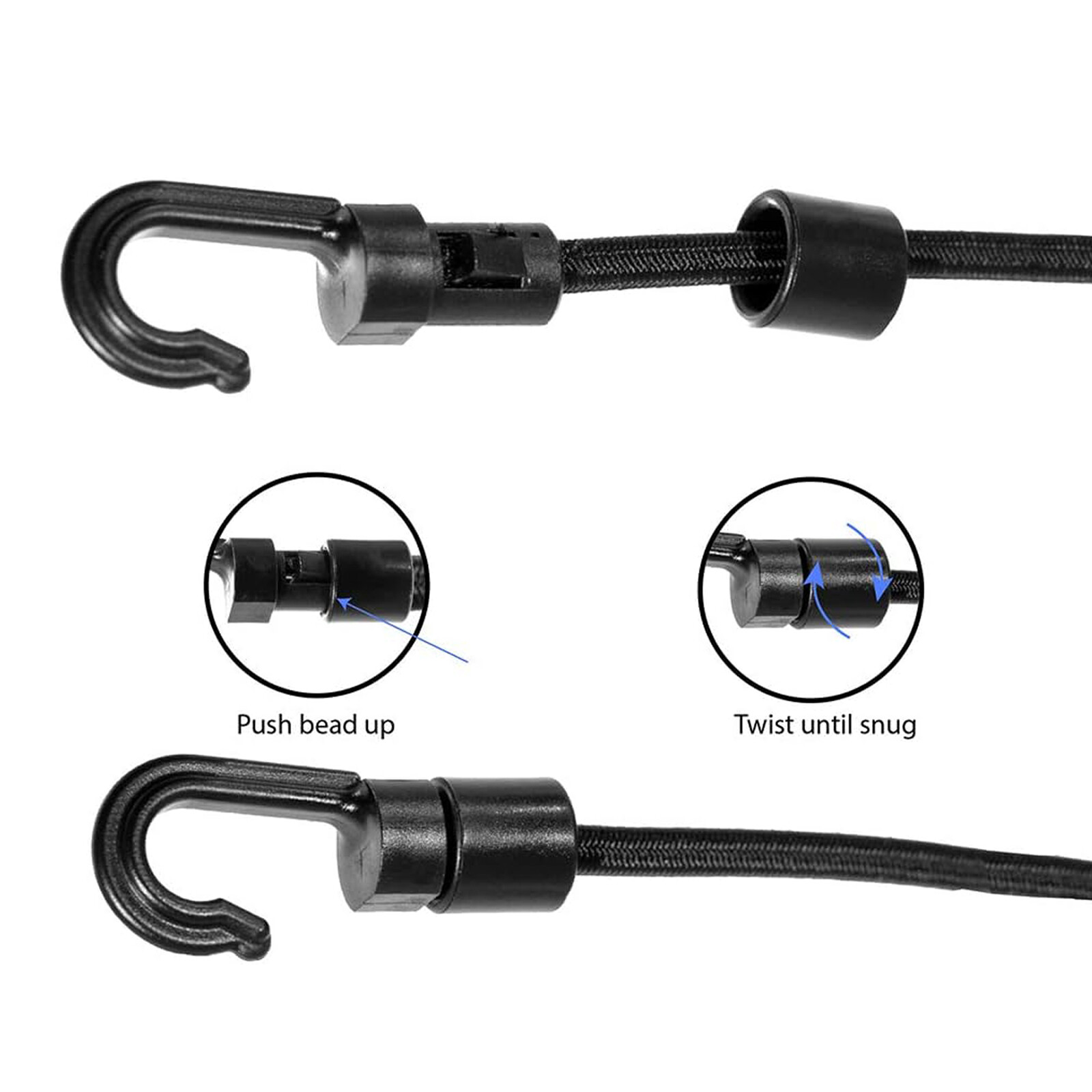 10-50X Plastic Kayak Bungee Shock Cord Open End Hooks for 6mm Rope ...