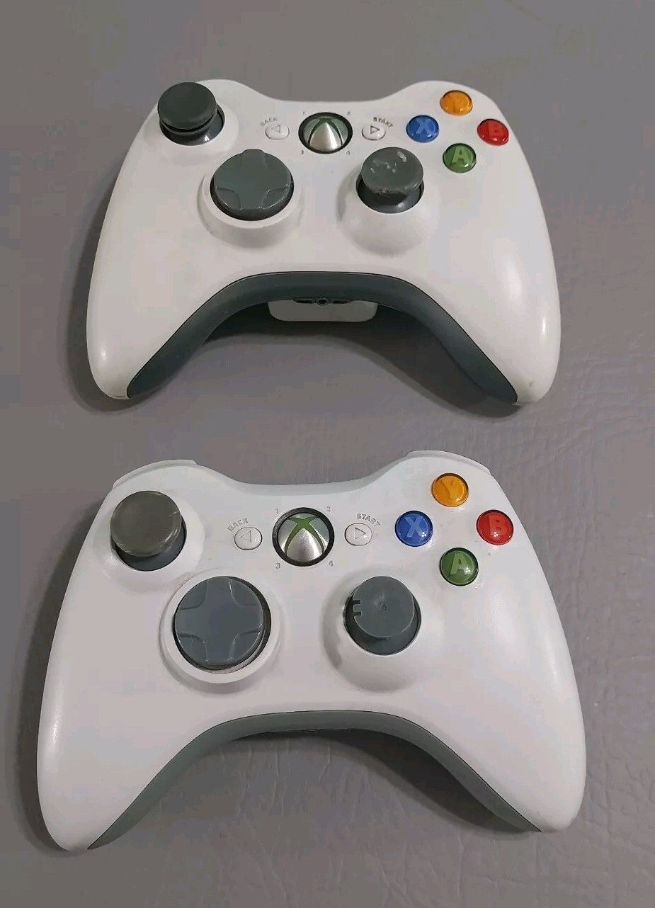 Lot Of 2 Microsoft Xbox 360 White Wireless Controller Genuine OEM ...