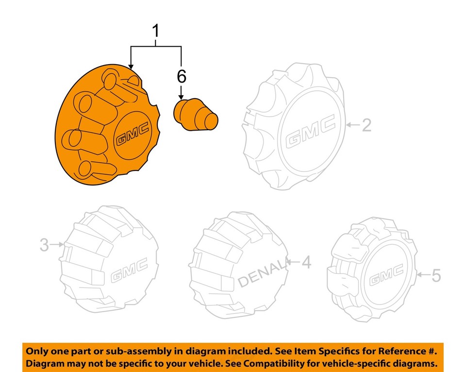 GMC SIERRA DENALI 2500 3500 CHROME CENTER HUB CAP 2015-2019 NEW OEM GM ...