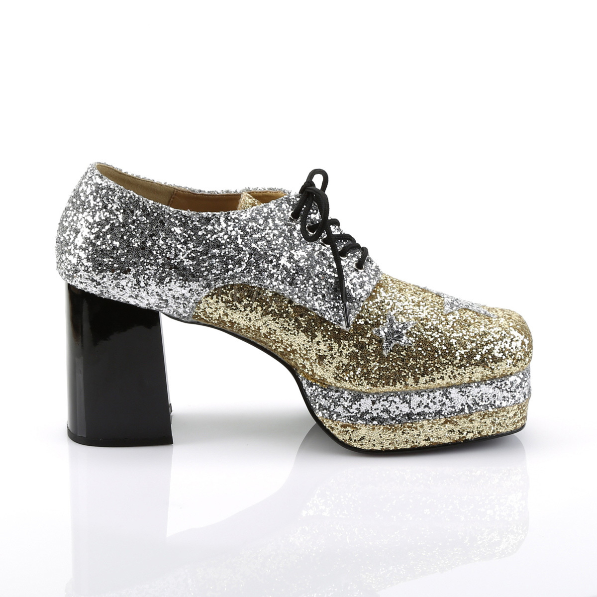 Silver Black Glitter Pimp Daddy 70s Stag Party Platform Halloween ...