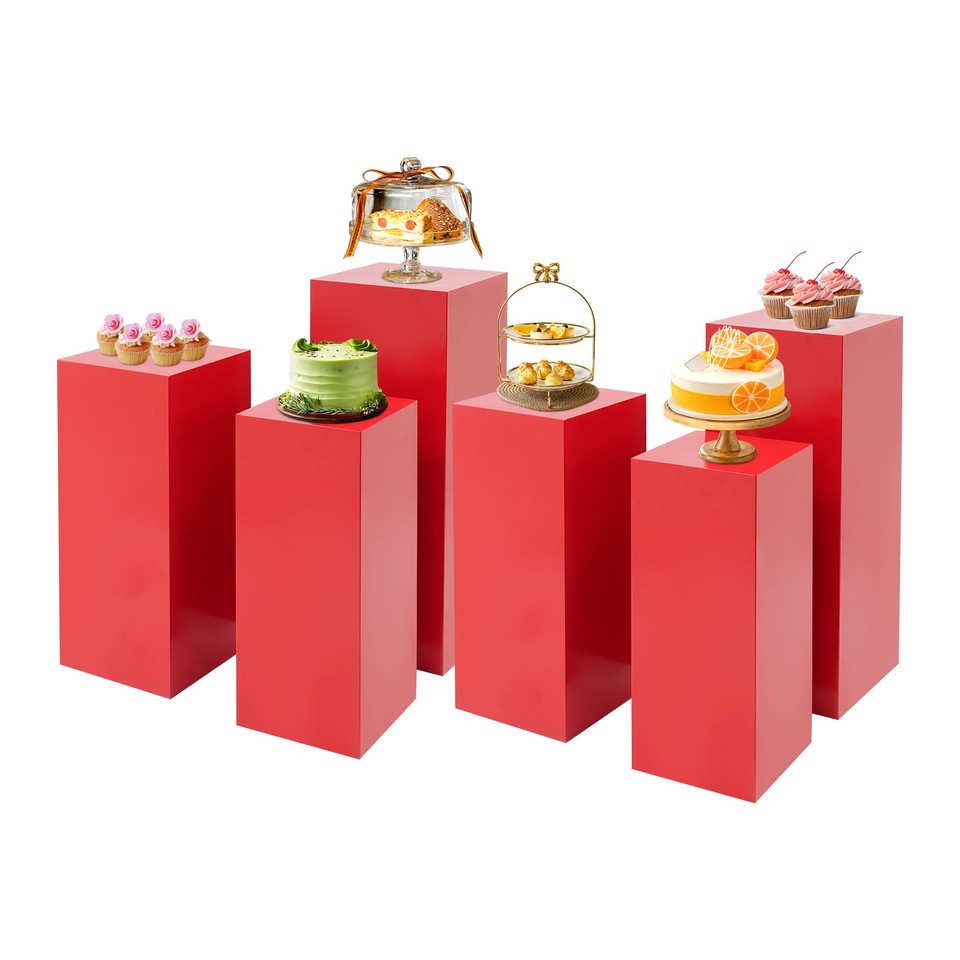 6* Red Display Pedestal Stands Cuboid Cake Flower Decor Display Holder ...