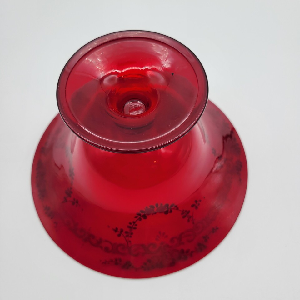 MOSER for SALVIATI Venetian Ruby Red Glass Footed Compote Enamel | eBay