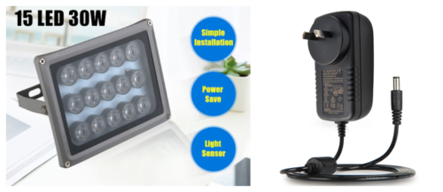 12V 30W Night vision 15 LED IR Infrared Illuminator Lamp Light For CCTV ...