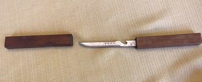 WARCO Stainless Steel Floating Fishing Knife Wood Case Japan VINTAGE ...