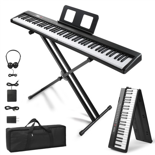 Glarry Digital Piano Keyboard + Stand Pedal Bag 88 Key Velocity ...