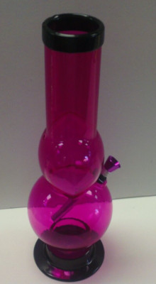 12" ACRYLIC PLASTIC FLAT DOUBLE BUBBLE BONG WATER PIPE HOOKAH THUMB ...