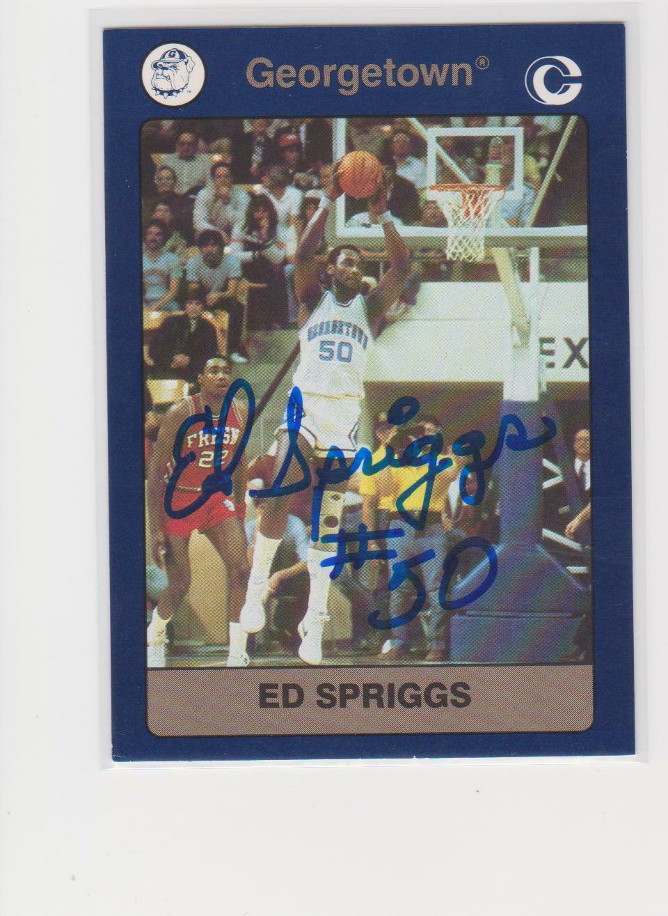 ED SPRIGGS GEORGETOWN UNIVERSITY AUTOGRAPHED CARD DINGED BOTTOM LEFT ...