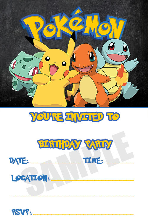 Pokemon Birthday Party Invitation Card Pikachu Birthday Invitation