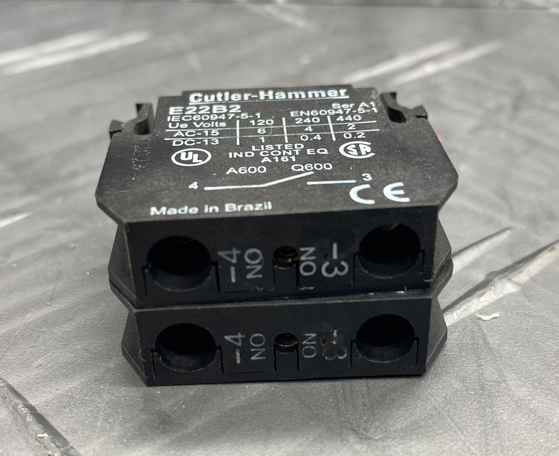 Cutler Hammer E22B2 Eaton Contact Block Ser. A1 600VAC E22 Series (Lot ...