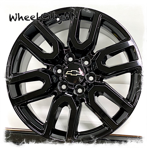 20" gloss black 2022 2019 GMC AT4 OE replica rims Chevy Silverado 1500 ...