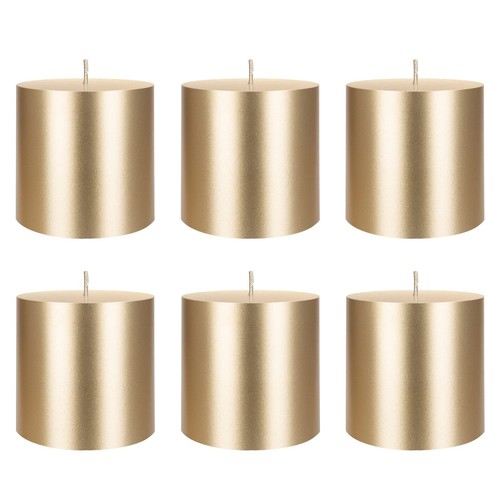 6 pcs Unscented Solid Gold Pillar Candles, Hand Poured Premium Wax ...