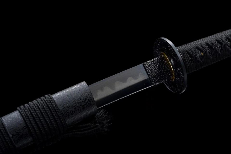 All Black T10 Steel Full Tang Sharp Japanese Samurai Katana Sword ...