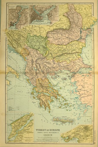 1905 ANTIQUE MAP TURKEY IN EUROPE ROMANIA SERVIA MONTENEGRO CRETE ...