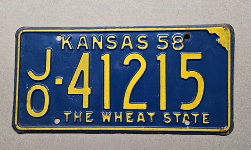 🐾 1958 KANSAS "PASSENGER" LICENSE PLATE (JO-41215) JOHNSON COUNTY | eBay