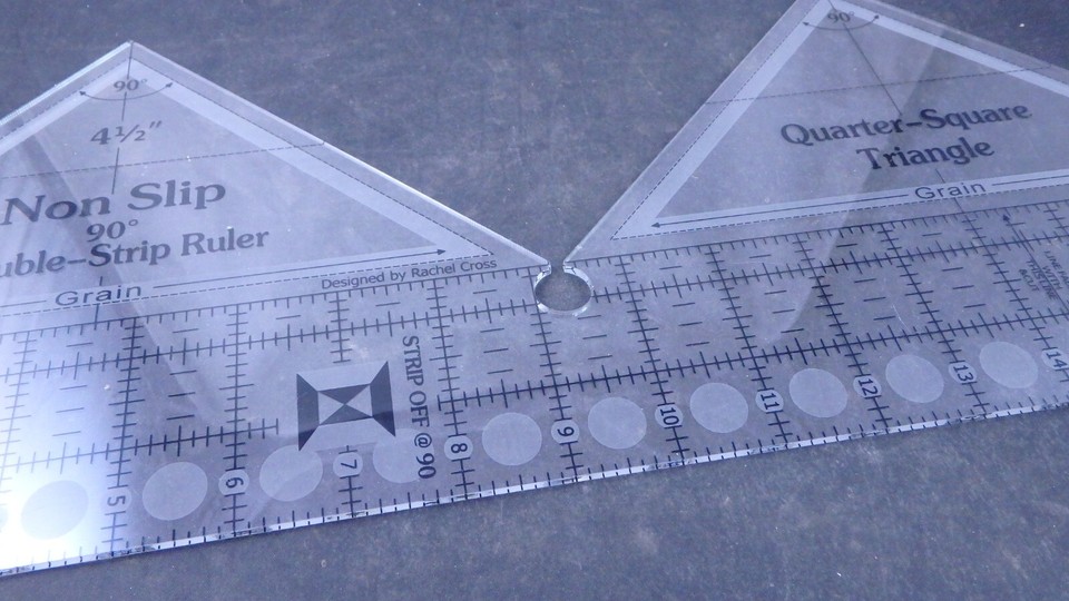 Ruler Non-slip 90 Degree Double Strip Quilt Ruler Rachel Cross Triangle ...