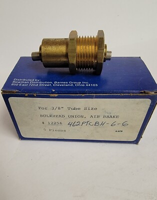 5PC. BOWMAN BULKHEAD UNION, AIR BRAKE. 3/8" 12256. 62PTCBH-6-6. (5 PCS ...