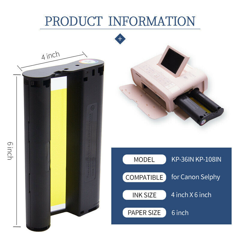 4PK KP-108IN INK Compatible for Canon Selphy CP1300 CP1200 CP1000 CP900 ...