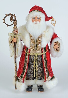 CHRISTMAS SPLENDOR SANTA FIGURINE WITH REGAL STAFF | eBay