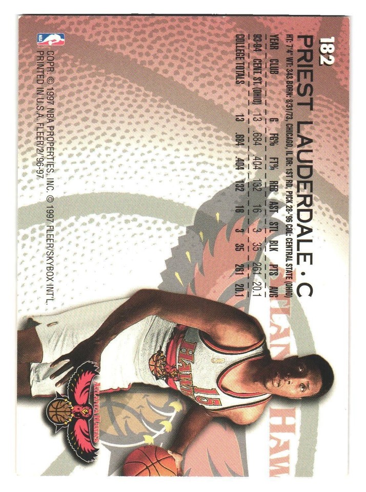 1996-97 Fleer NBA Basketball Atlanta Hawks Priest Lauderdale | eBay