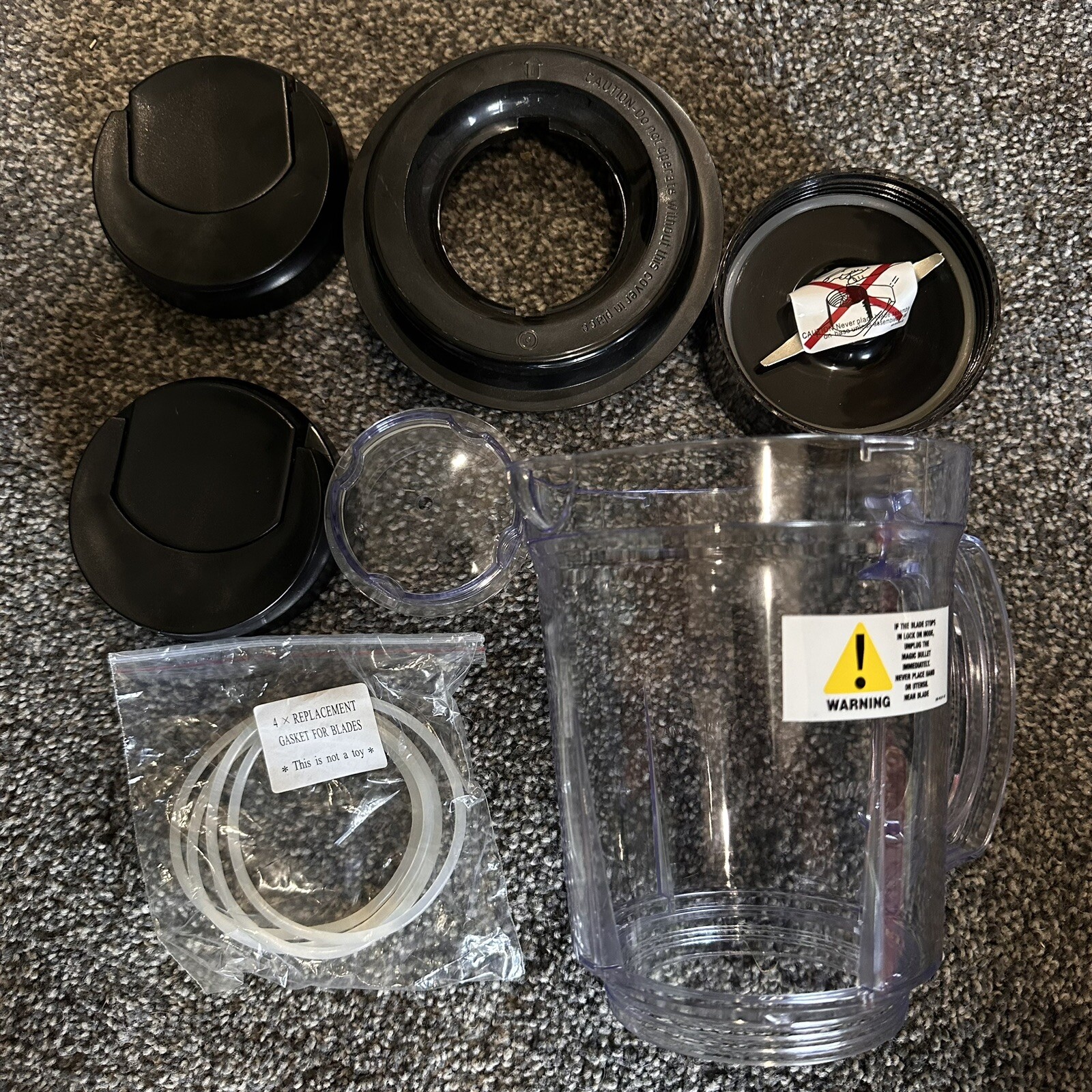 Replacement 24 oz Magic Bullet Blender Pitcher Flat Blade & Lids Model ...