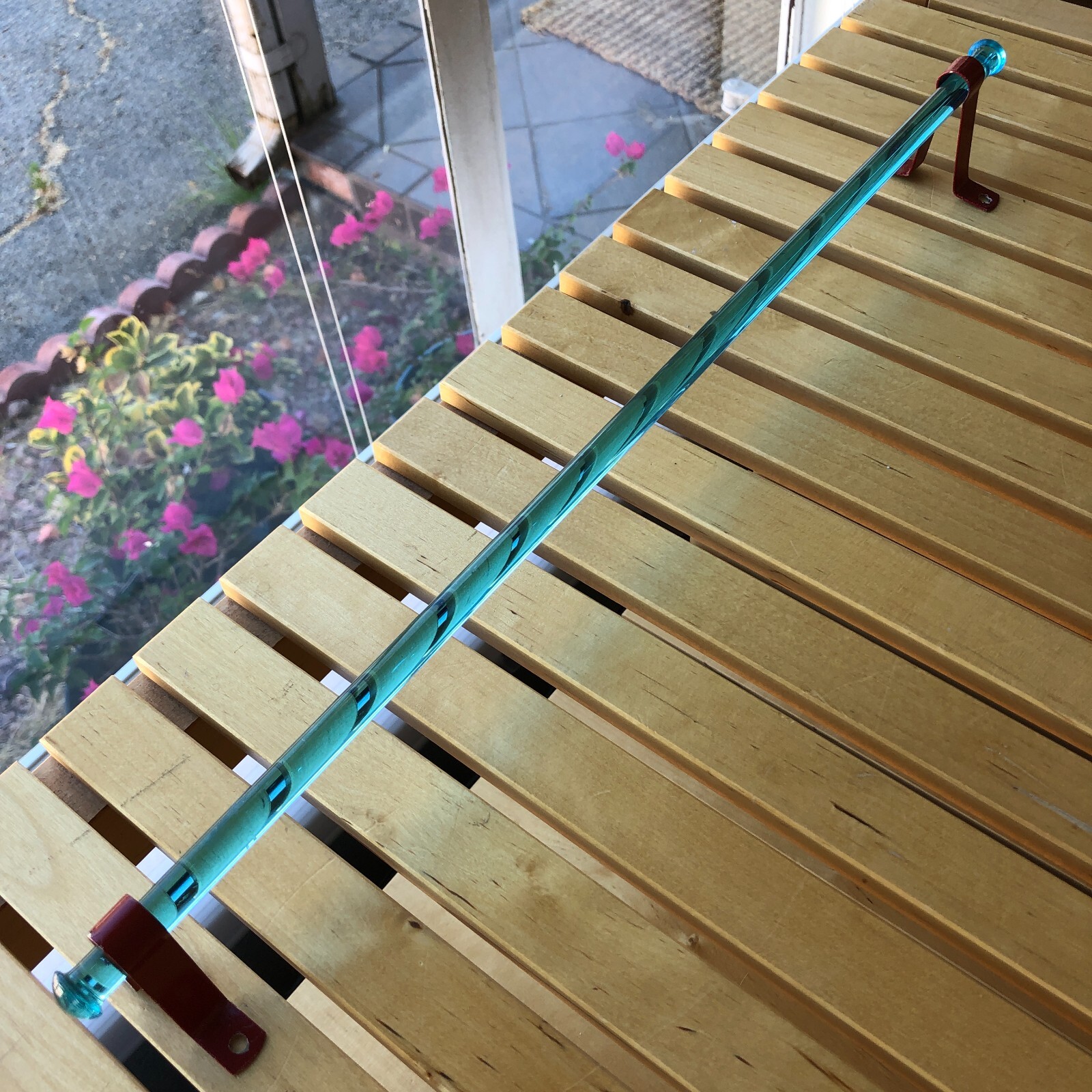 Vintage 18-1/2" Peacock Blue Glass Towel Bar Rod with Hardware 1930's ...