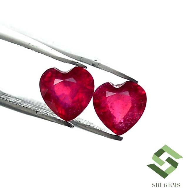 6 mm Natural Ruby Heart Shape Cut Pair 2.26 CTS Calibrated Loose ...