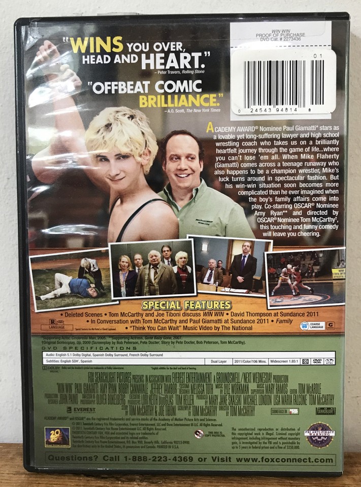 Win Win 2011 Amy Ryan Paul Giamatti Jeffrey Tambor Melanie Lynskey DVD Movie 24543948148| eBay