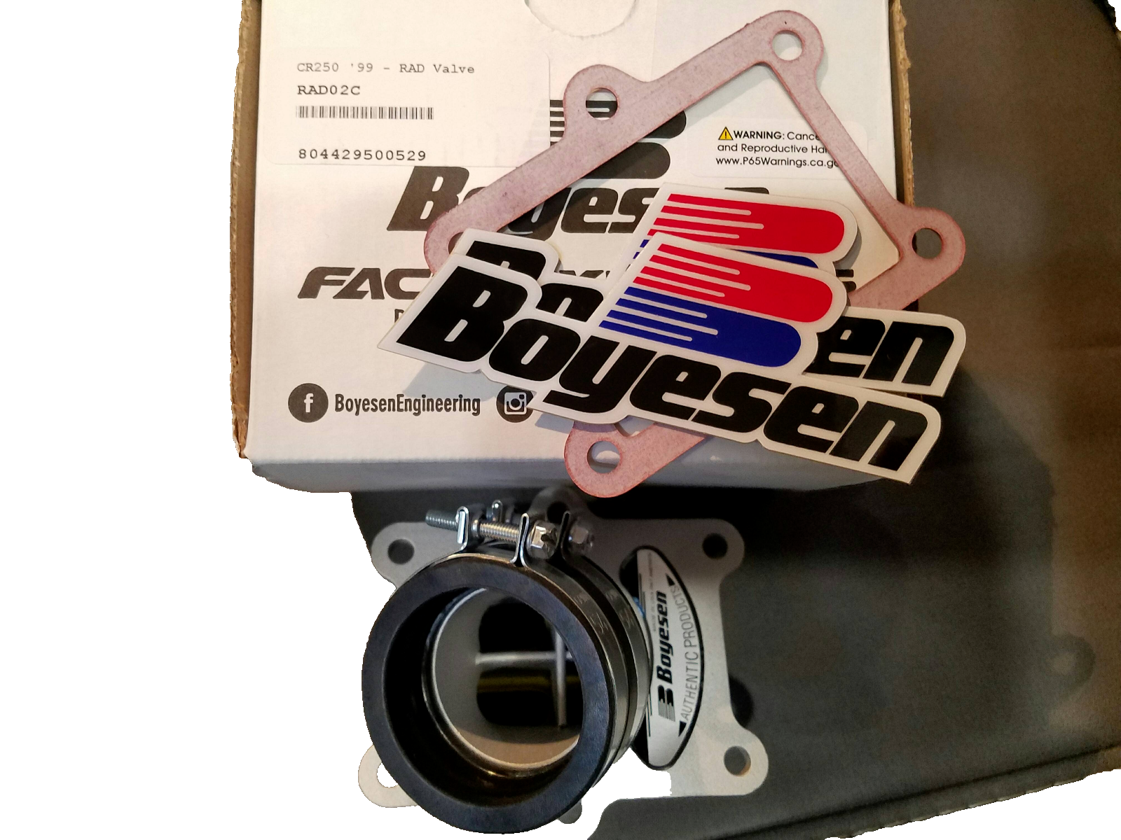 BOYESEN RAD VALVE P/N RAD-02C INTAKE BLOCK w/CARBON FIBER REEDS & CARB ...