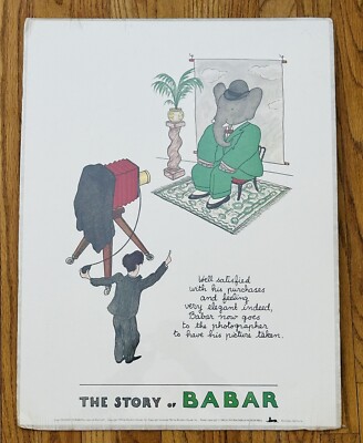 BABAR THE ELEPHANT SEALED 1985 STORY POSTER 24 x 18 Vintage Cartook ...