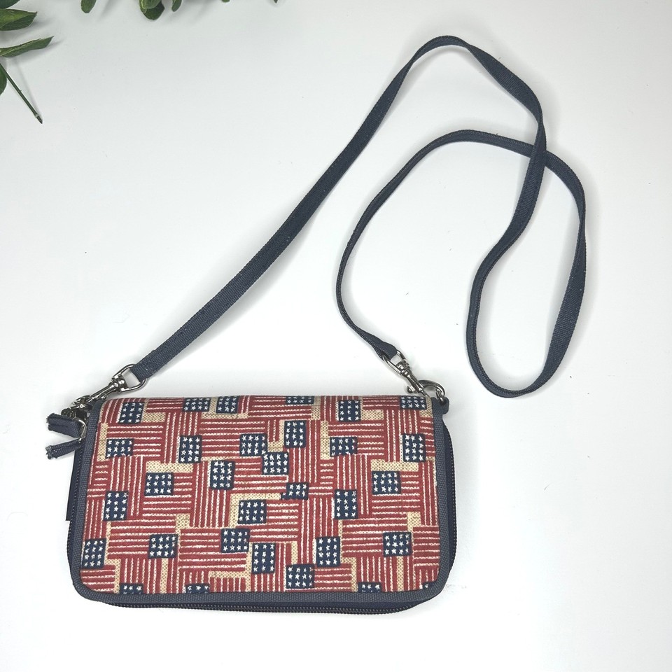 Longaberger Old Glory American Flag Zippered Wallet Pouch Crossbody Bag ...