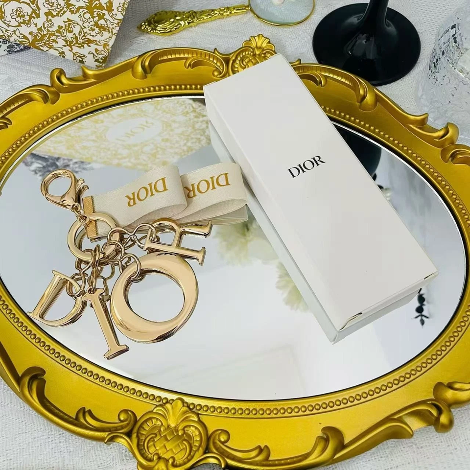 Dior Charm Gold Lucky Logo design Keychain Gift NEW Key chain With Box ...