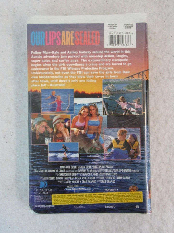 SEALED Mary-Kate Olsen & Ashley Olsen OUR LIPS ARE SEALED Dualstar VHS ...
