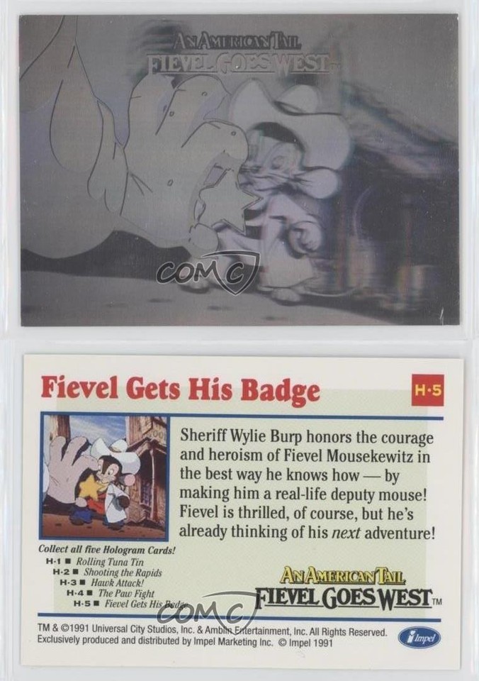 1991 Impel An American Tail: Fievel Goes West Holograms Gets His Badge ...