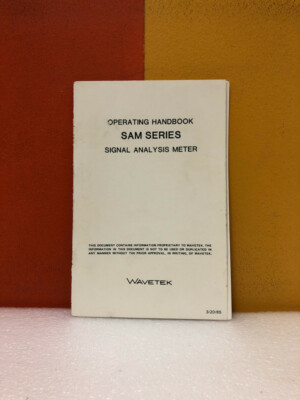 Wavetek Sam Series Signal Analysis Meter Operating Handbook | eBay