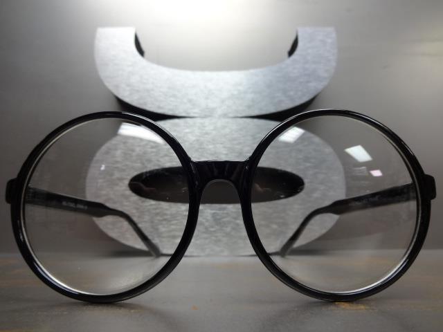 OVERSIZE VINTAGE Style Clear Lens EYE GLASSES Large Round Black Fashion ...