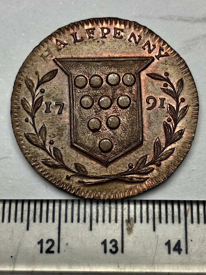 Rare 1791 Conder Token - T. SANTER, KIDDERMINSTER Halfpenny - Worcs.23 ...
