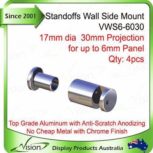 STANDOFFS, Sign Fix, Signage Support, Wall Side Mount 30mm - for 6mm ...