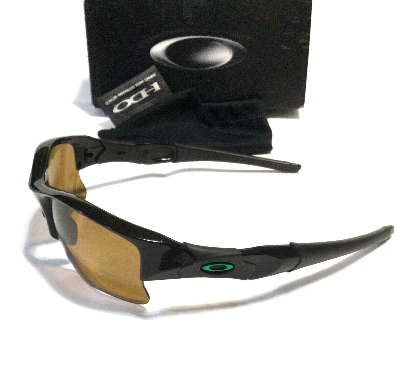 OAKLEY FLAK JACKET 1.0 SUNGLASSES Black Fames Green I… - Gem