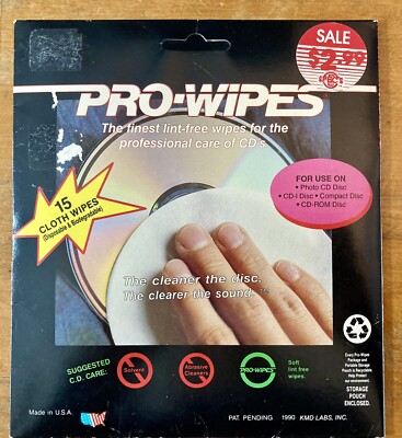 KDB Labs Pro-Wipes CD Lint Free Wiping Cloths CD Cleaner 15 Wipes ...
