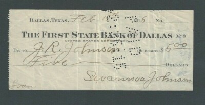 1915 Bank Check The First State Bank Of Texas | eBay