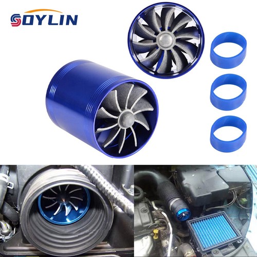 Car Turbo Supercharger Air Intake Double Fan Turbo Gas Fuel Aluminum ...