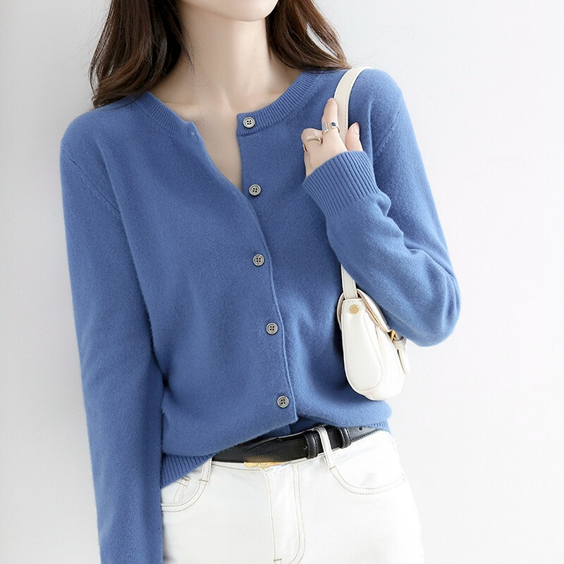 Woman Slim Knitted Cardigan Faux Cashmere Sweater Jumper Crochet Tops ...